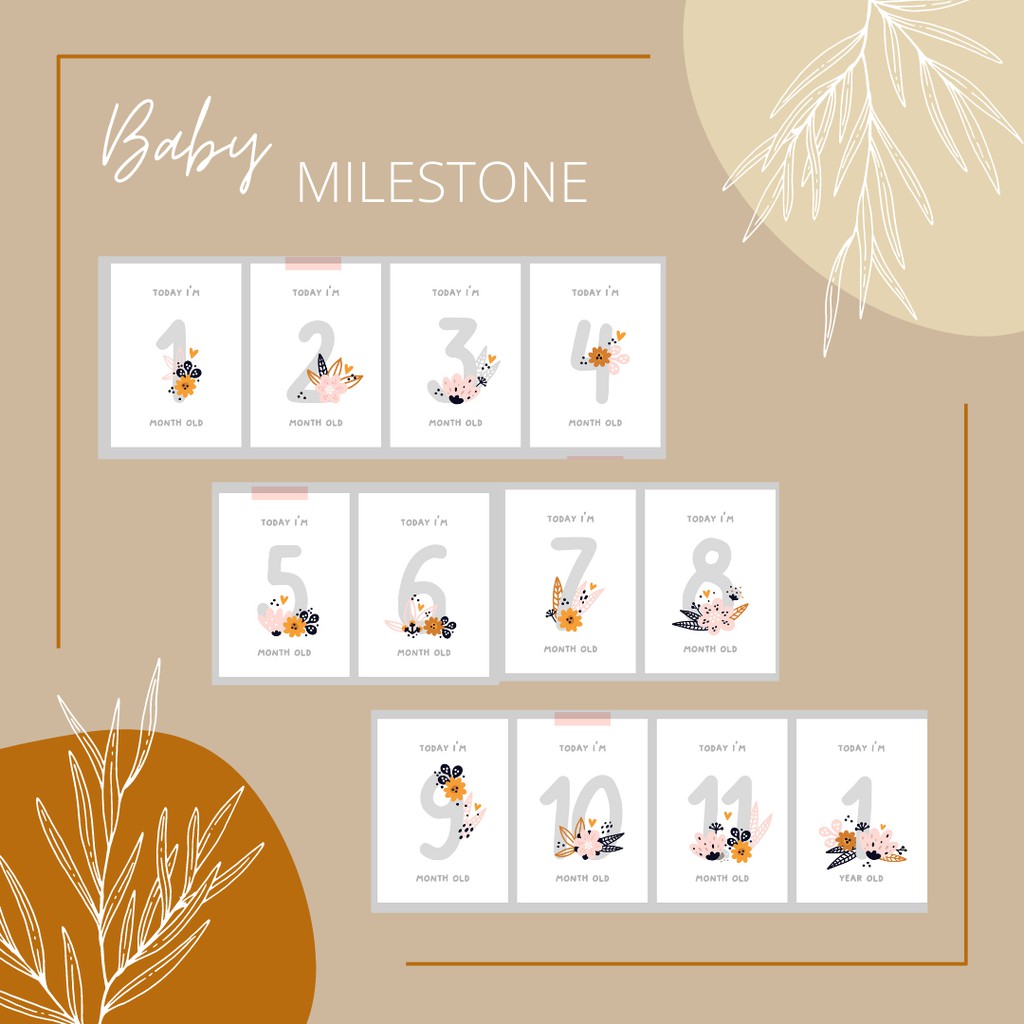 Jual 12 Kartu Bayi Milestone | Baby Milestone Card | Kartu Baby ...