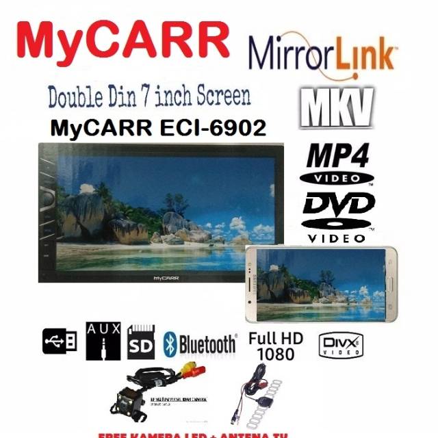 Jual HEAD UNIT TAPE TV MOBIL DOUBLE DIN DVD MERK MyCARR MIRROLINK, FULL ...