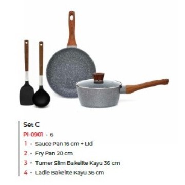 Jual CYPRUZ Marble Cookware Set Of 5 | Panci Set Induksi Fry Pan Sauce Pan Sutil Ladle PI 0901 ...