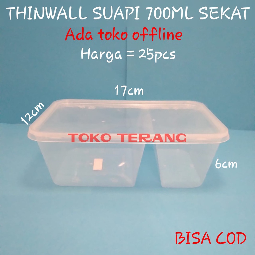 Jual Thinwall Food Container 700ml Suapi Sekat Kotak Makan Bening