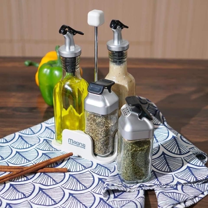 Jual Botol Saus Minyak / Magna Salad Dressing Set With Rack Black ...