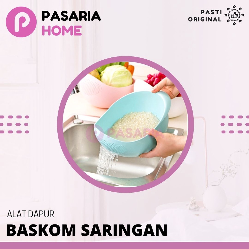 Jual BASKOM SARINGAN 2in1 Wadah/Ember Saring Cuci Beras/Buah/Sayur ...
