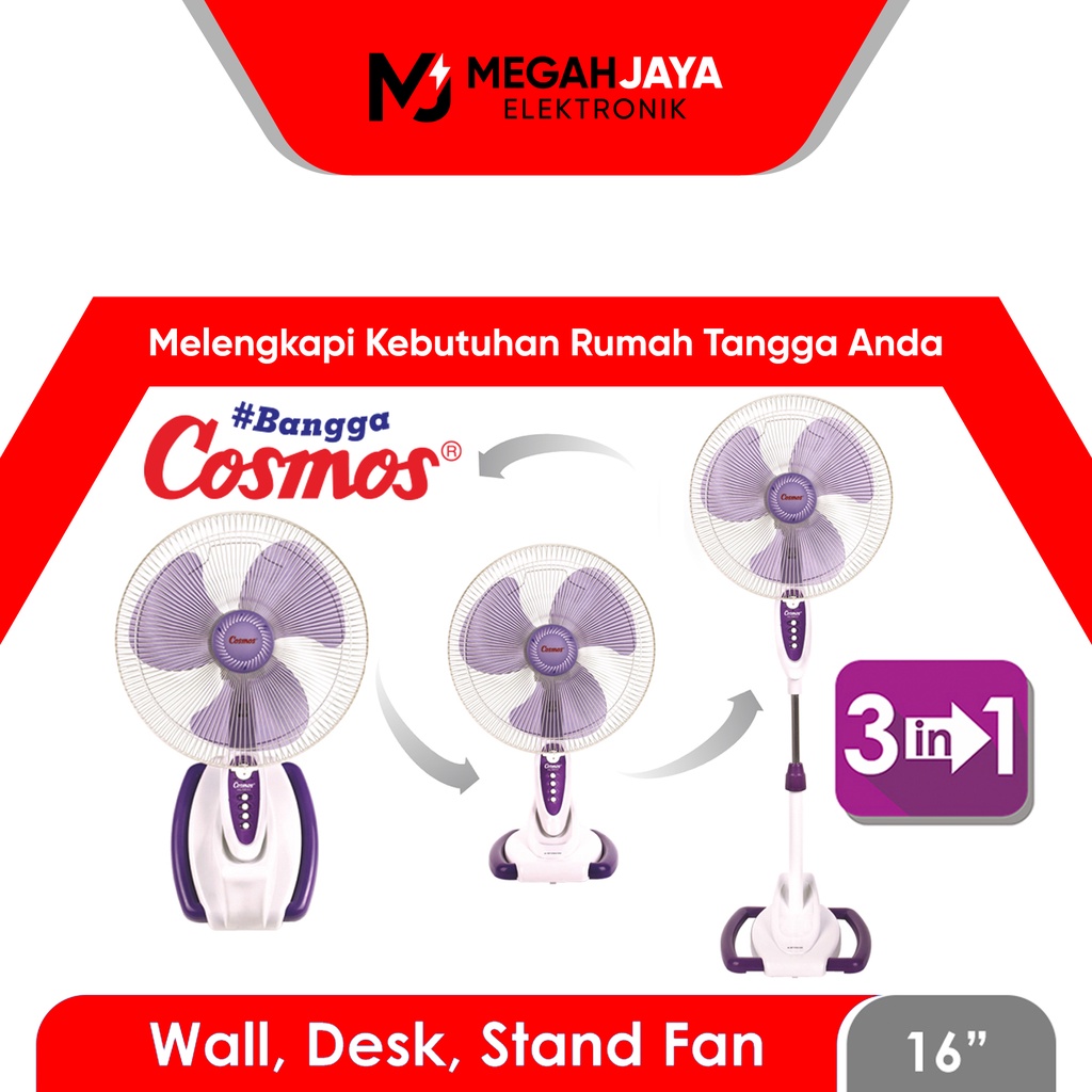 Jual [COD READY] COSMOS 3 IN 1 STAND FAN , DESK FAN , WALL FAN / KIPAS ...