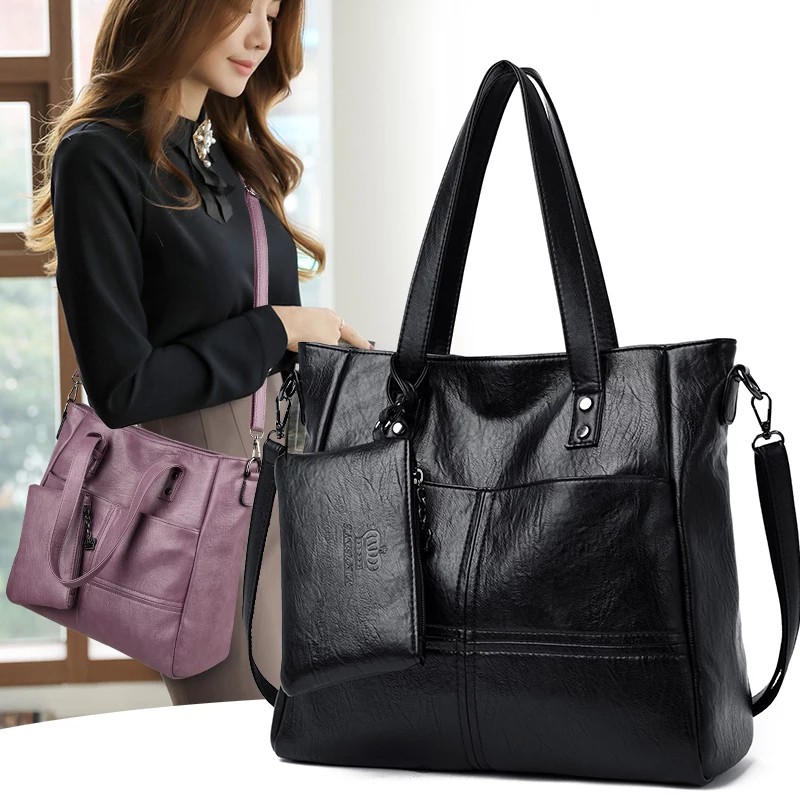 Jual RiFich - Tas Totebag Wanita Bisa Selempang Ada Resleting Kapasitas ...