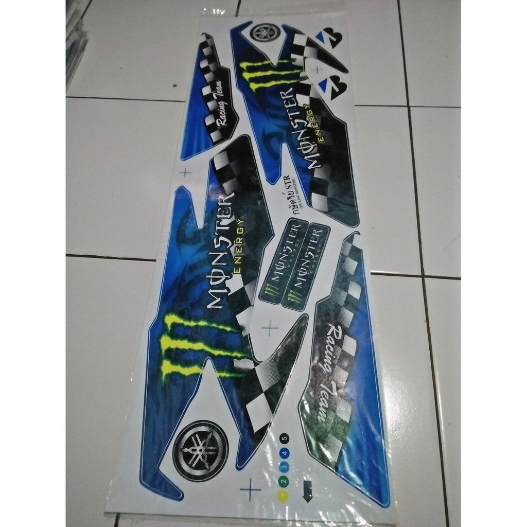 Jual Stiker striping variasi yamaha Rx king monster energy biru ...