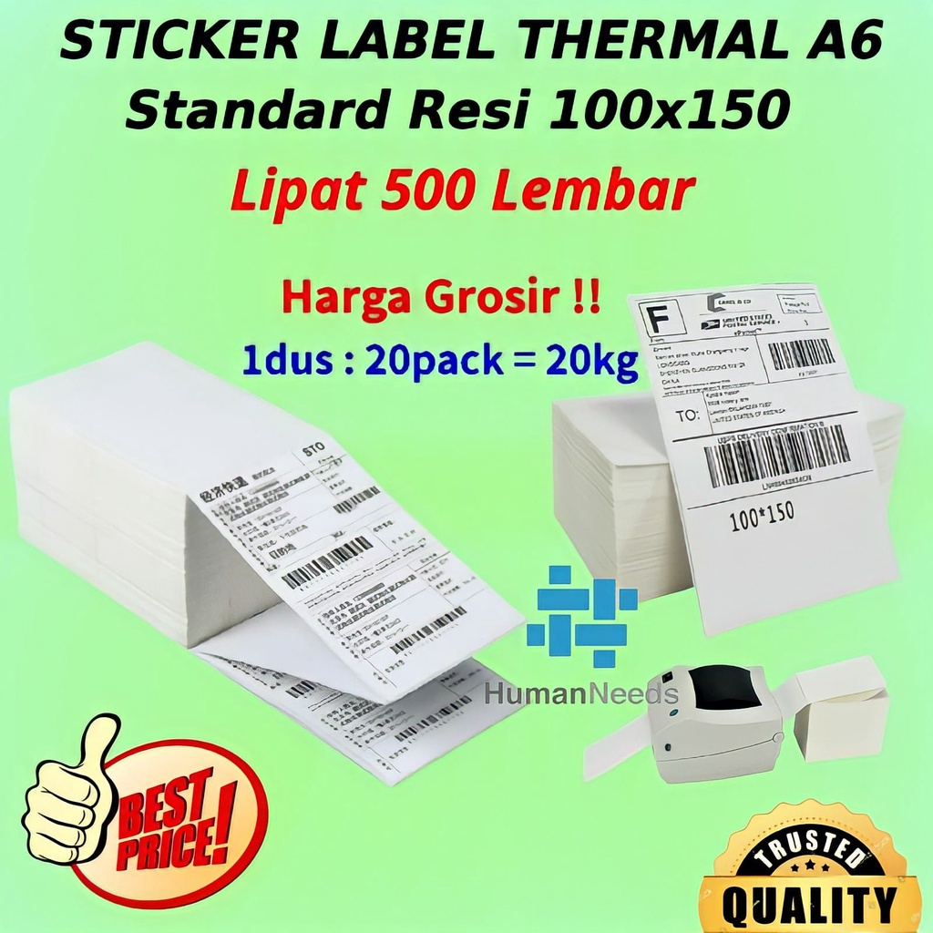 Jual Kertas Sticker Label Thermal Lipat 100x150 Barcode A6 / Stiker ...