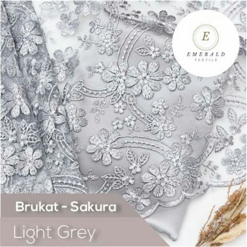 Jual SETENGAH METER Kain Brokat Tile Prancis Bahan Kebaya Motif Sakura ...