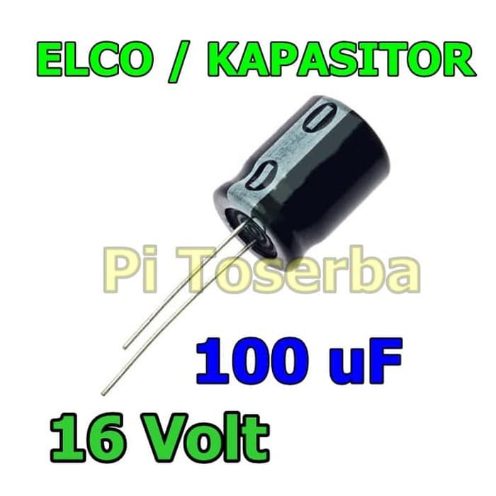Jual Kapasitor Elektrolit Elco elko 100uF 16V 100 uf 100UF 16volt 16 ...
