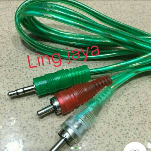 Jual COLOKAN KABEL JACK JEK RCA AUX 3.5mm KABEL TRANSPARAN RCA 2-1 KABEL HP KE LAPTOP KE SALON ...