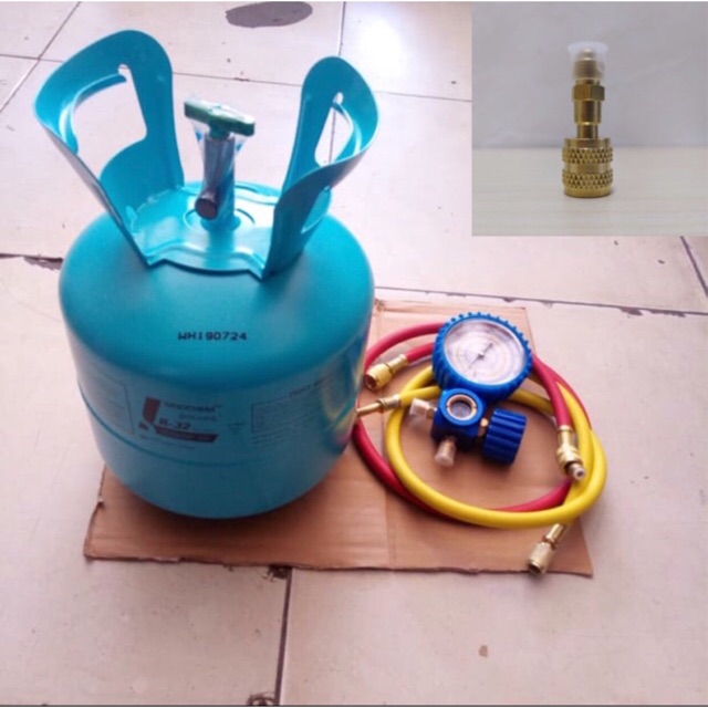 Jual Paket isi refrigrant AC R32 isi 3 kilo tabung kecil segel asli ...