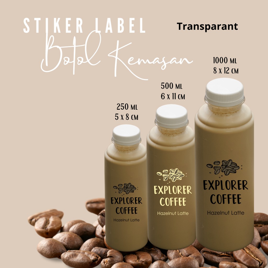 Jual Stiker Label Transparan Unttuk Botol Kemasan Minuman Kotak Kopi ...