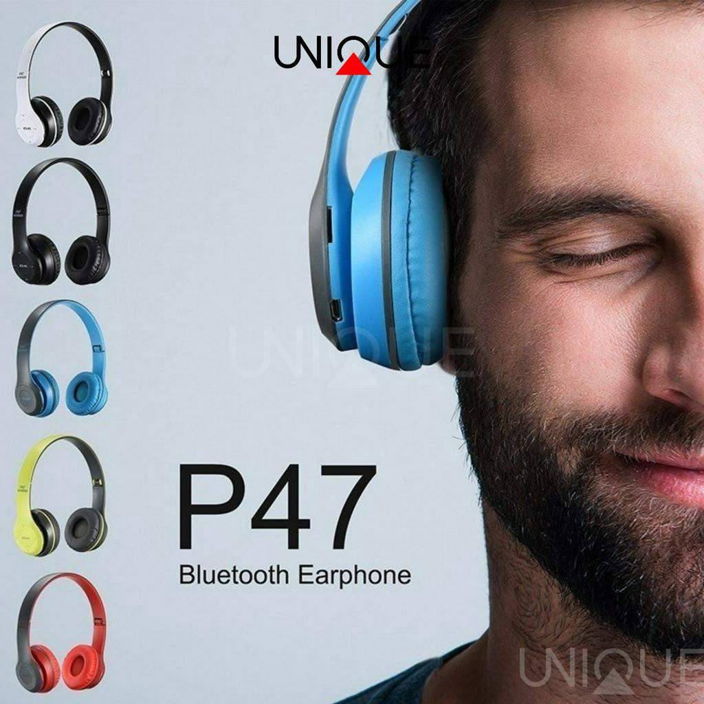 Jual UNIQUE HEADPHONE BLUETOOTH P47 Pro Pure Bass / P47 MACARON Headset ...