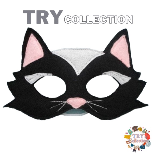 Jual [TRY COLLECTION] Topeng Mask Desain Hewan Kucing Hitam Bahan Kain ...