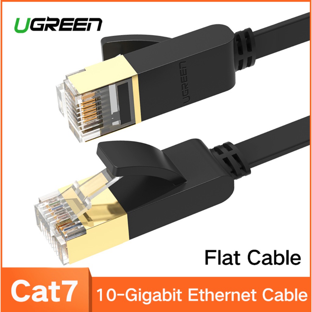 Jual Kabel LAN Cat 7 Flat Ethernet Cable RJ45 UTP Hitam UGREEN 0.5m 1m ...