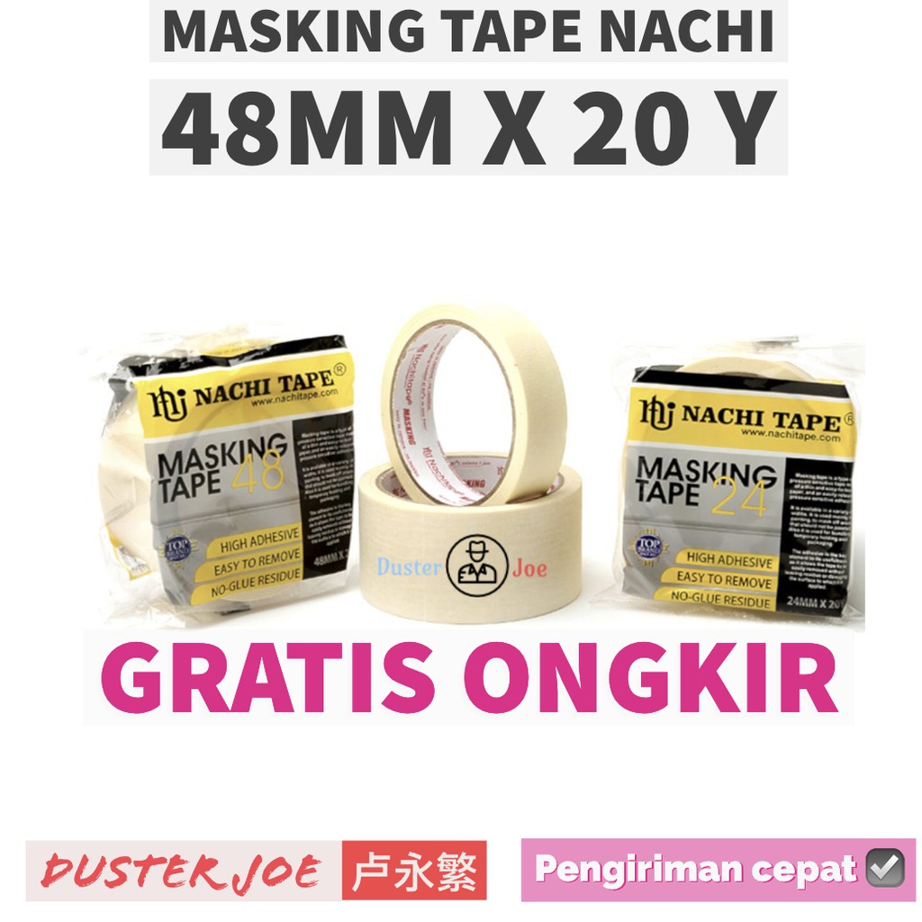 Jual Masking Tape Nachi 2 inch 48mm 20 YARD Lakban kertas PER 1 PCS ...