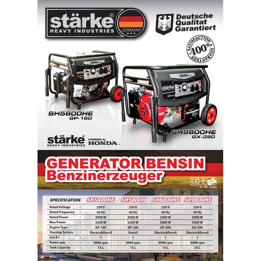 Jual Genset HONDA STARKE 5000Watt SH9800HE 4T/ Generator SH 9800 HE ...