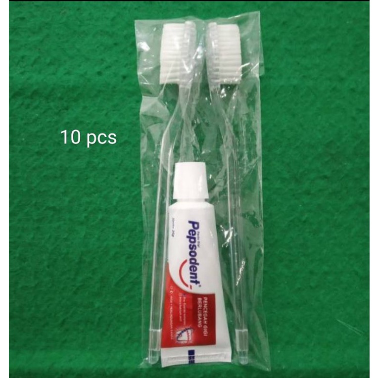 Jual sikat gigi hotel kristal duo pepsodent/formula/delident 10 pcs ...