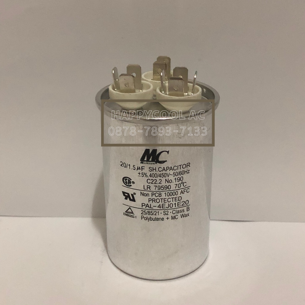 Jual Kapasitor AC 20/1,5 uF / 20/1,5 mikro Merk MC 3 kaki Capacitor AC 20/1,5 uF / 20/1,5 mikro ...