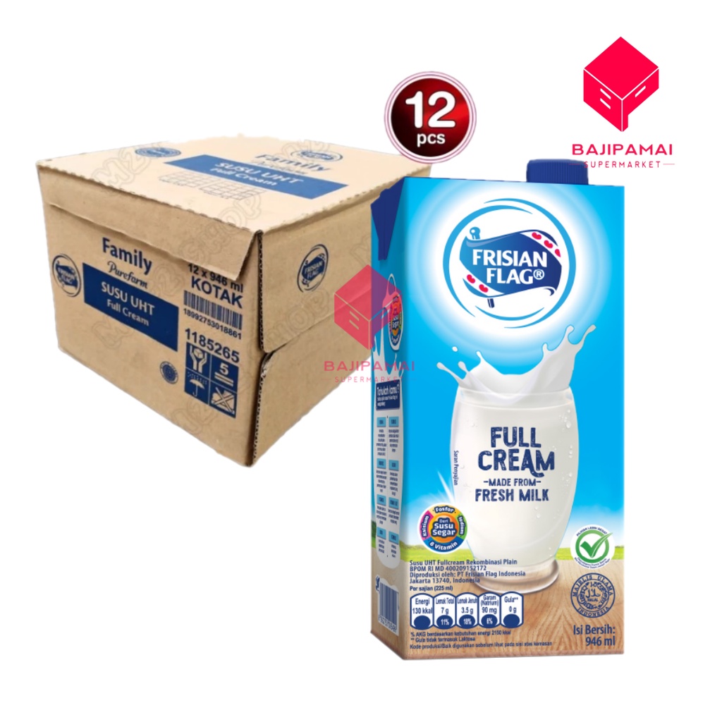 Jual Susu Bendera | Frisian Flag UHT Full Cream - 946 ml (1 Karton isi 12) | Shopee Indonesia