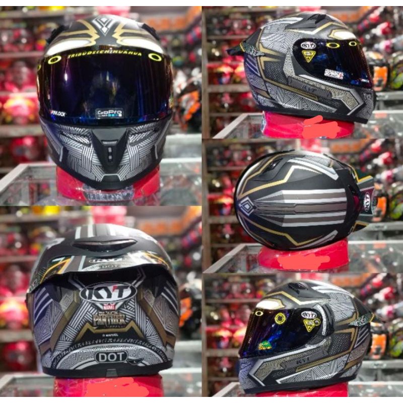 Jual Helm kyt k2 rider black panter gold paket ganteng full box ongkir ...