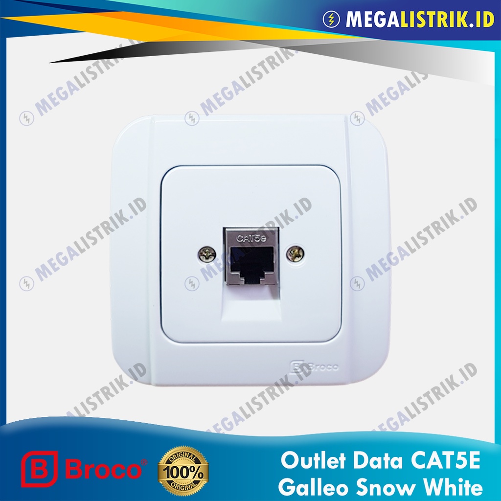 Jual BROCO LAN CAT5E SOCKET OUTLET GALLEO PUTIH / STOP KONTAK DATA CAT5 ...
