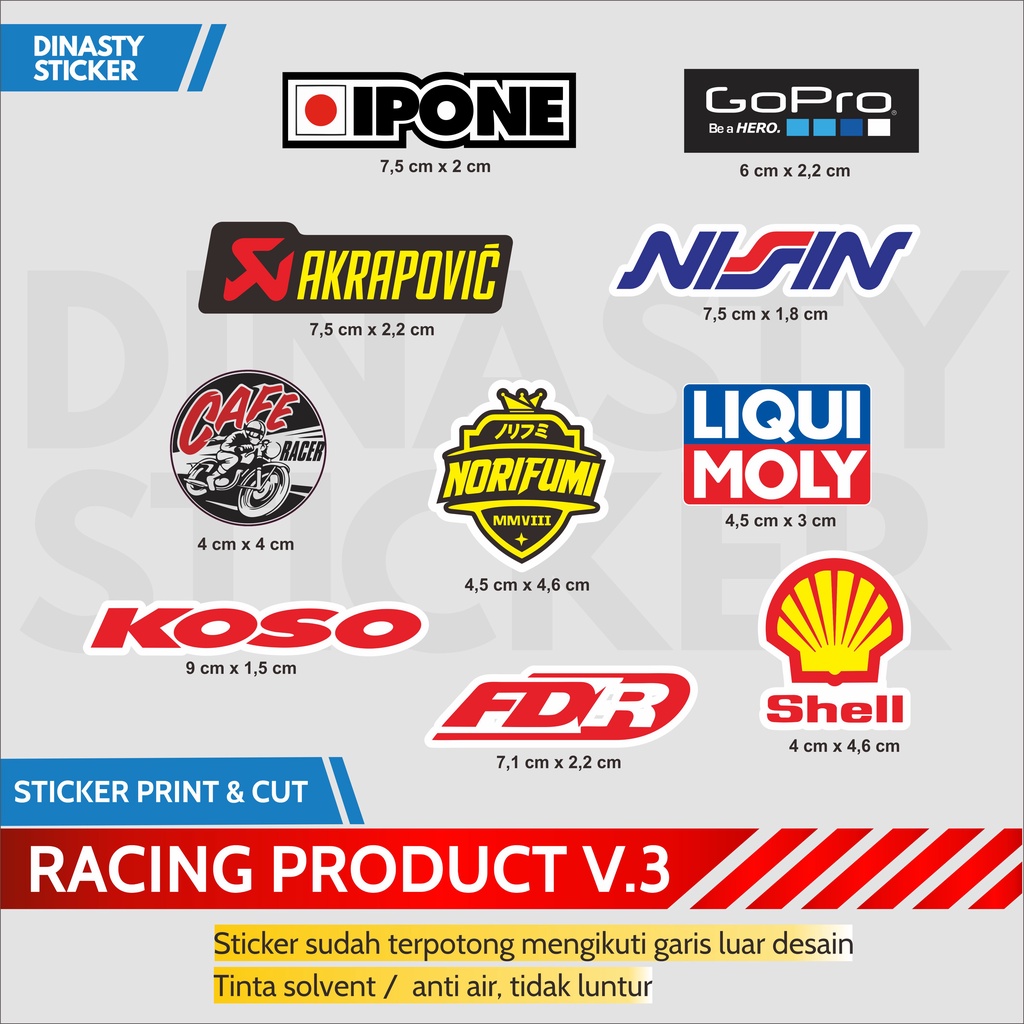 Jual STICKER | STIKER PRINT CUT RACING PRODUCT V3 | IPONE GOPRO ...