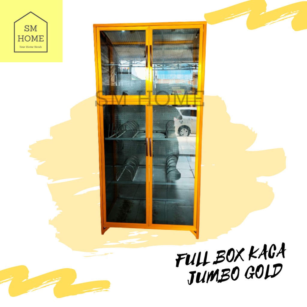 Jual RAK PIRING ALUMINIUM 2PINTU JUMBO GOLD TIANG BESAR FULL BOX BAWAH ...