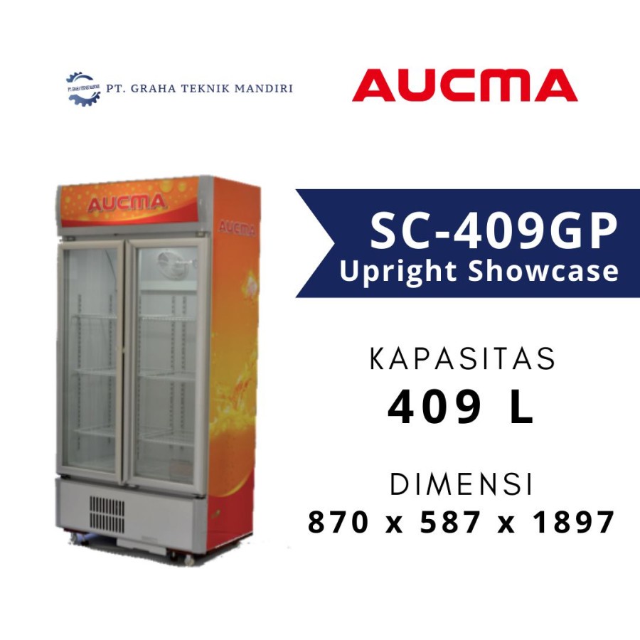 Jual Aucma Upright Showcase 2 Pintu 409 Liter SC-409GP | Shopee Indonesia