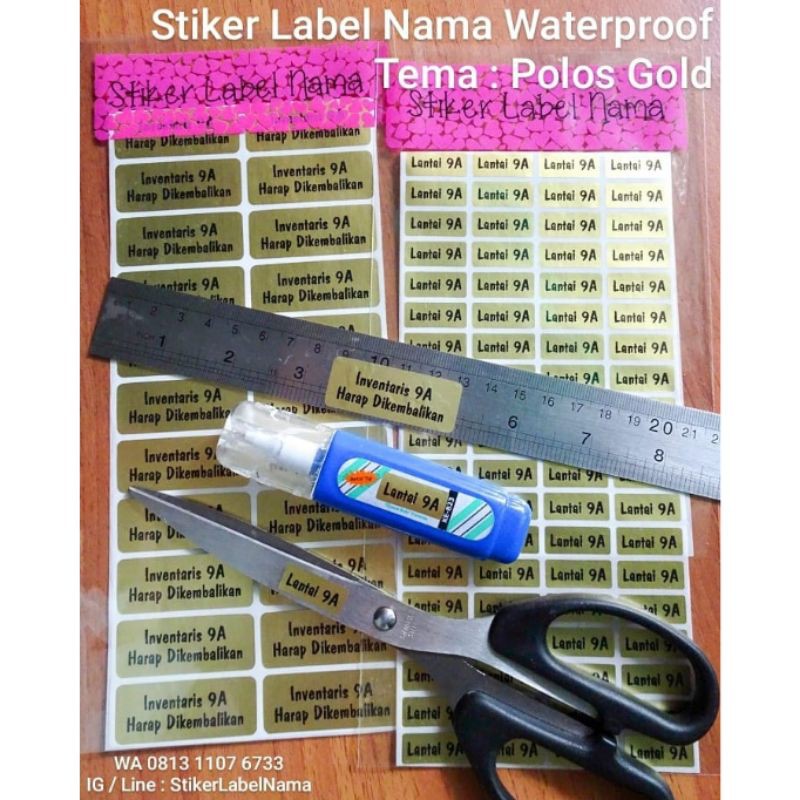 Jual GOLD ~ STIKER LABEL NAMA WATERPROOF / STIKER GOLD / LABEL NAMA ...
