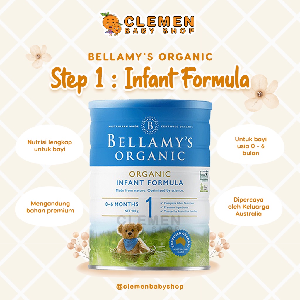 Jual Bellamys Bellamy Organic Step 1 Infant Formula 0-6 Months 900g ...