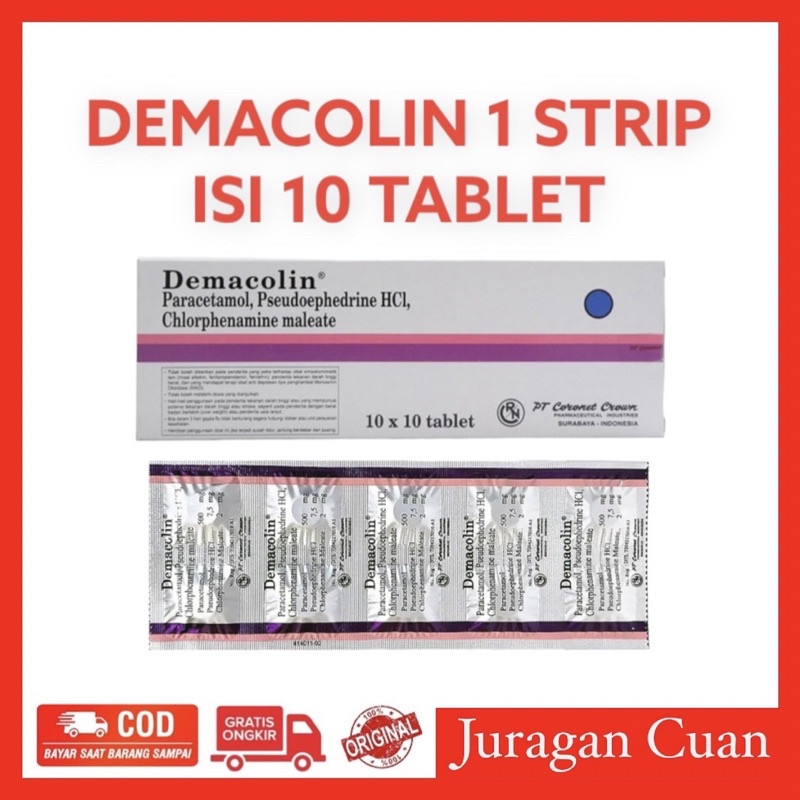 Jual DEMACOLIN 1 STRIP ISI 10 TABLET OBAT FLU DEMAM PILEK PENURUN PANAS ...