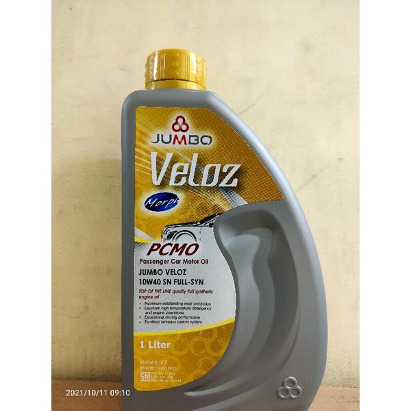 Jual Oli Jumbo Veloz Liter 1L 10W40 Api SN Full Sintetis PROMO FREE ...