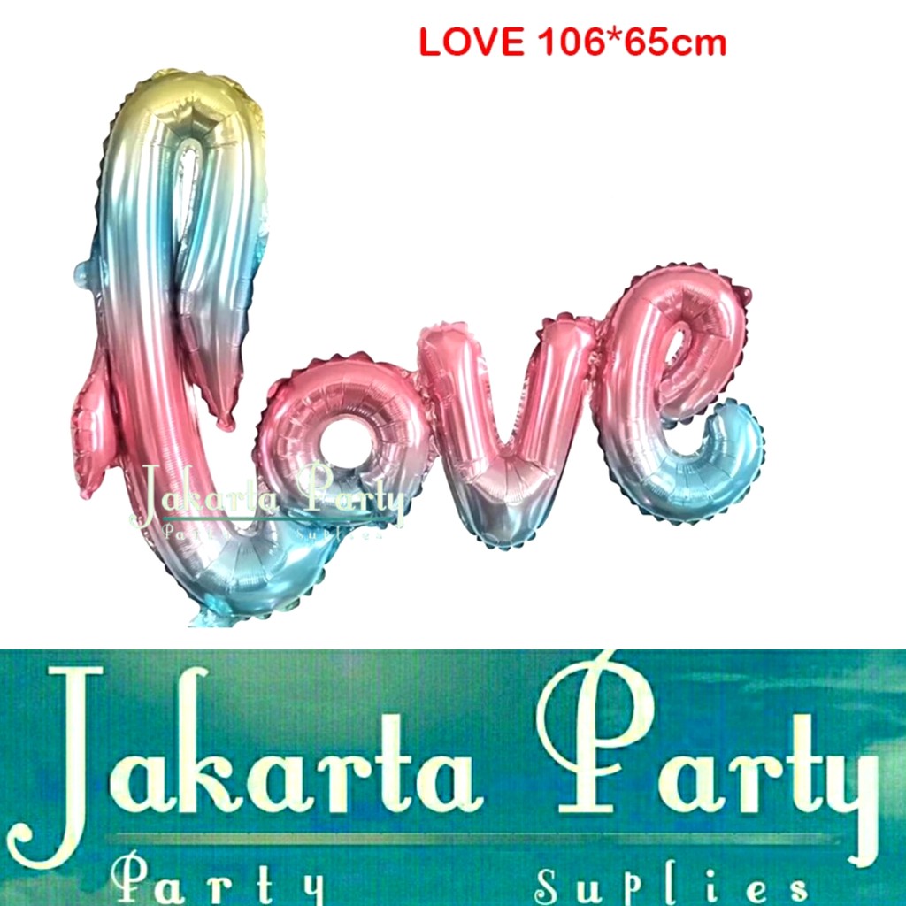 Jual Balon Love Latin Rainbow Jumbo / Balon Foil Love Sambung / Balon ...