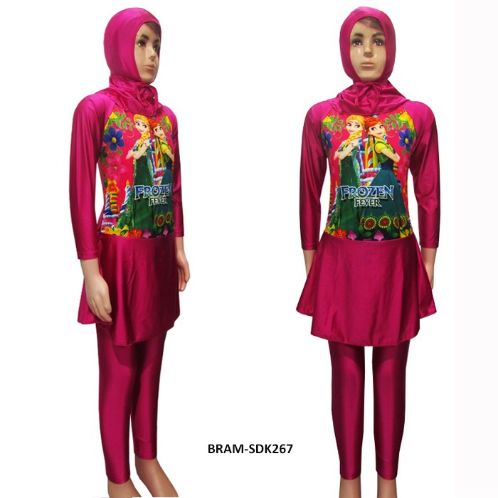 Jual Baju Renang Muslim Anak Usia 5-10 Th Karakter Frozen Bunga BRAM ...