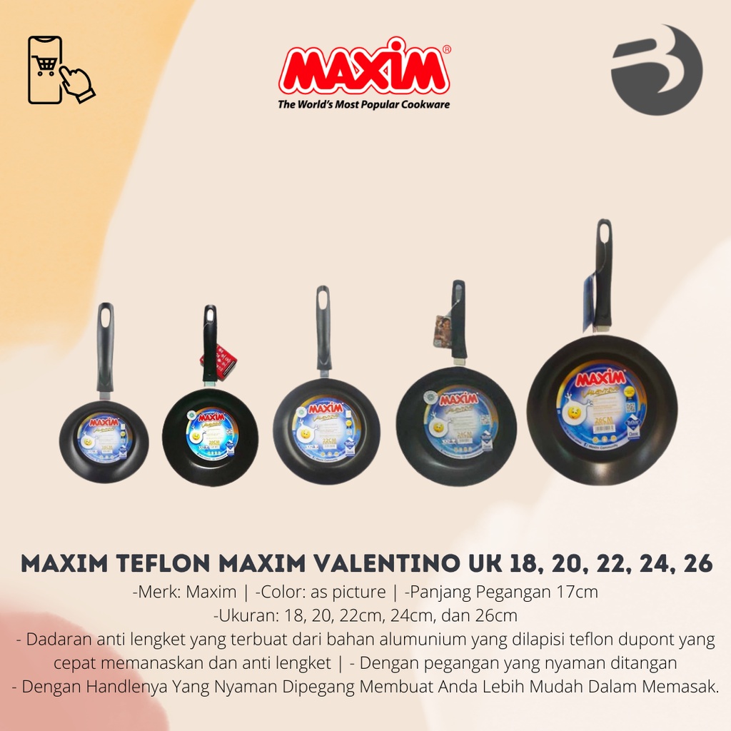 Jual Maxim Teflon Maxim Valentino Uk 12,18, 20, 22, 24, 26 cm | Shopee ...