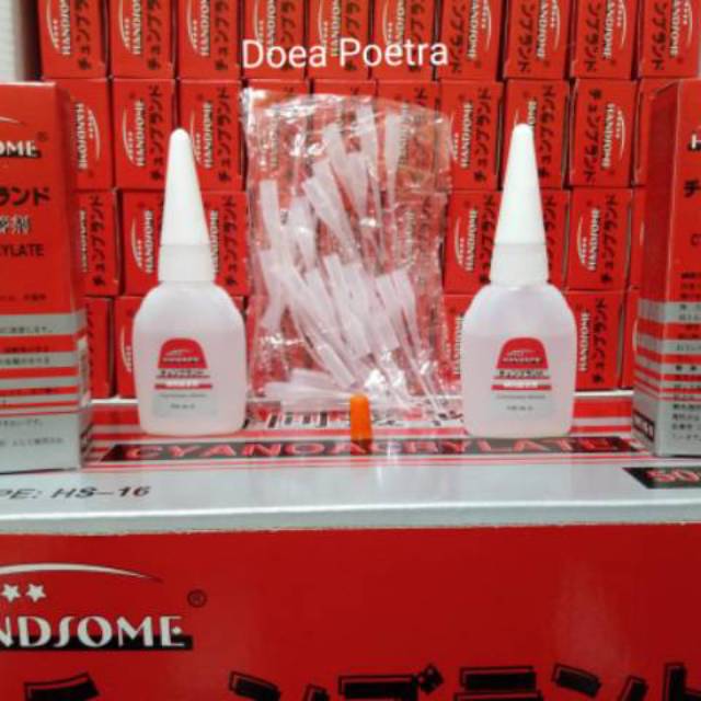 Jual LEM KOREA HANDSOME MERAH HS-16.. CEPAT KERING.. 50 Botol/dus ...