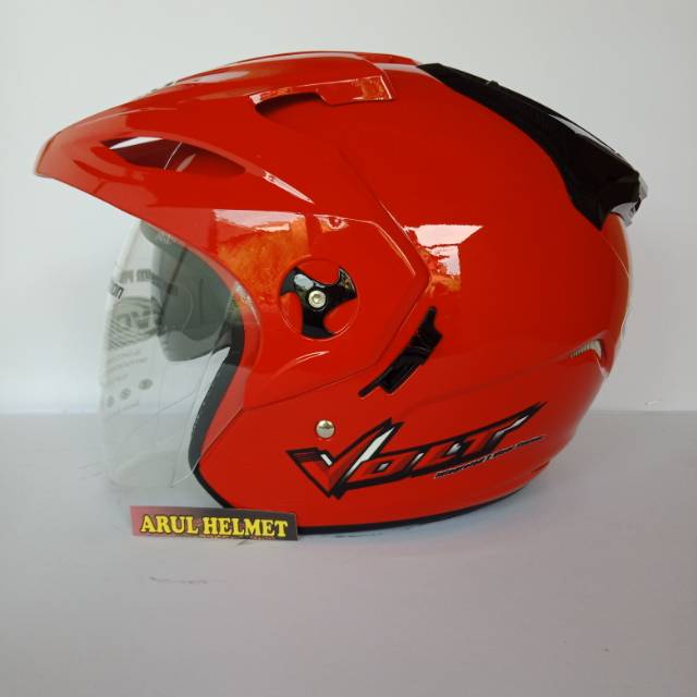 Jual HELM VOG VOLT DOUBLE VISOR FIRE RED (RED FERARI) | Shopee Indonesia