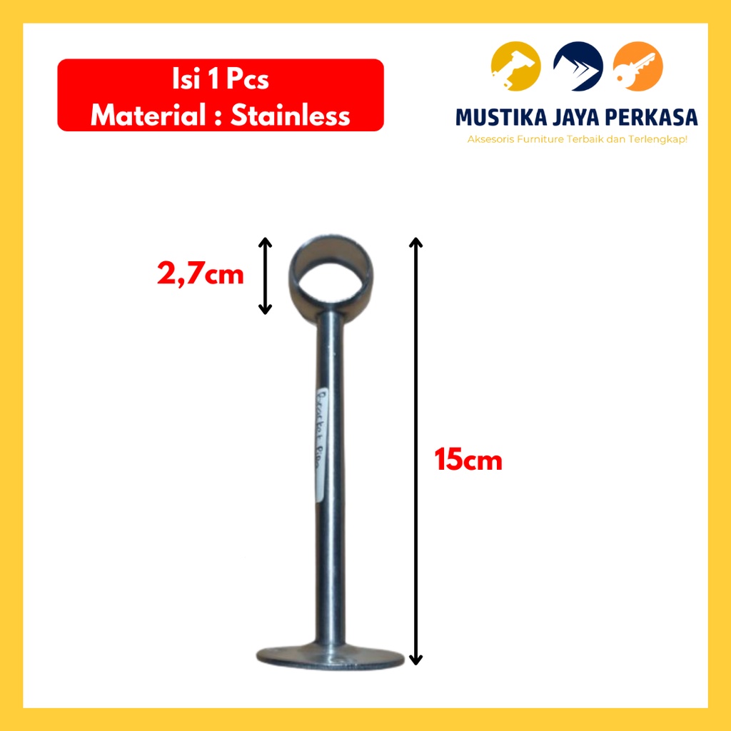 Jual Bracket Pipa Tiang Topi Gantung Stainless 1 Inch Samping Tengah ...