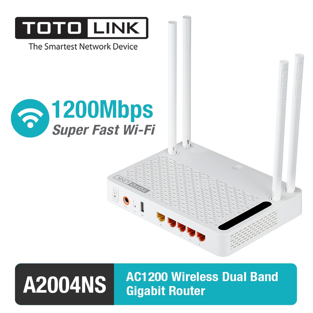 Jual TOTOLINK A2004NS - Router Wireless Dual Band Gigabit 1.2Gbps with USB Port | Shopee Indonesia