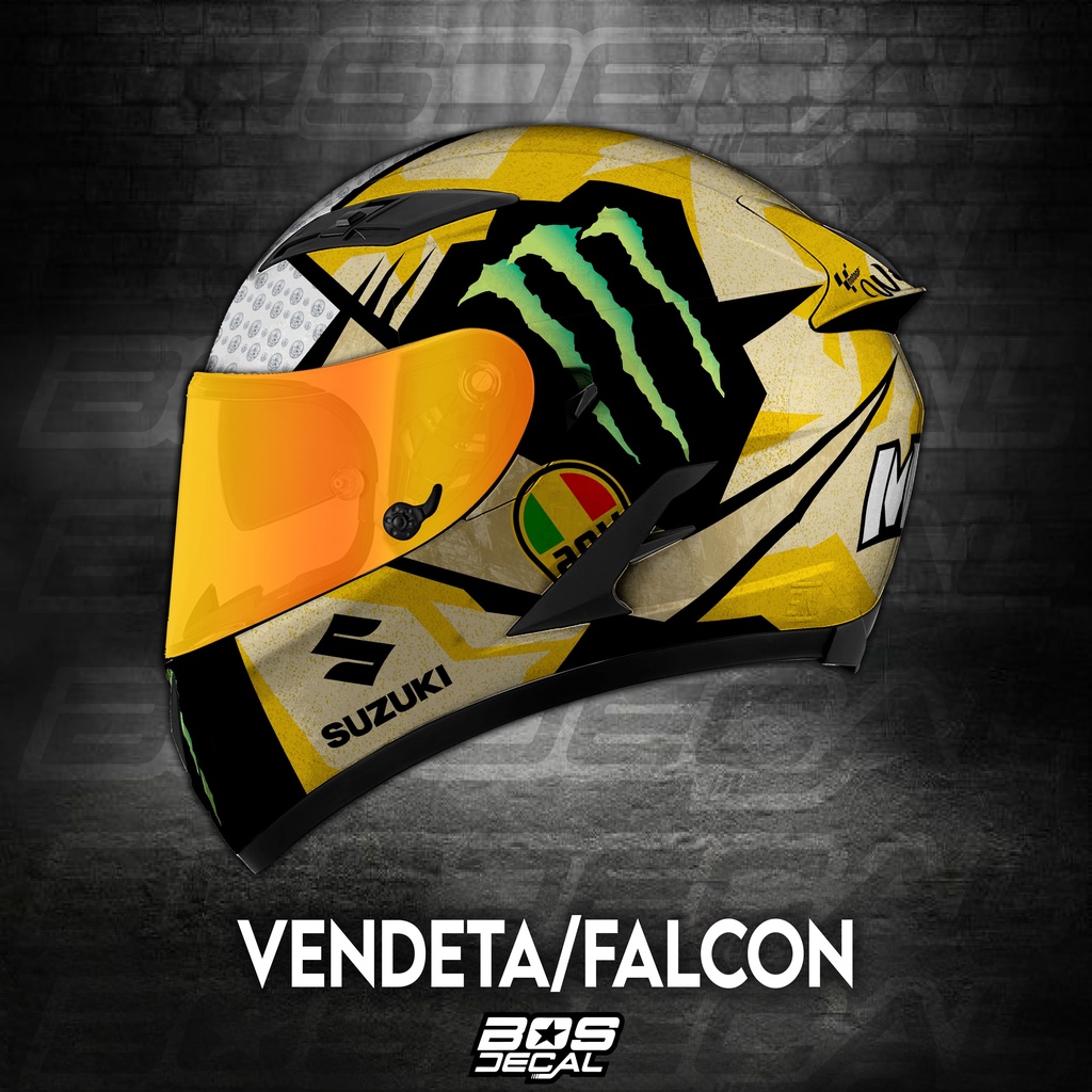 Jual Sticker decal helm KYT Vendeta 2 Falcon falcon fr Motif Joan Mir ...