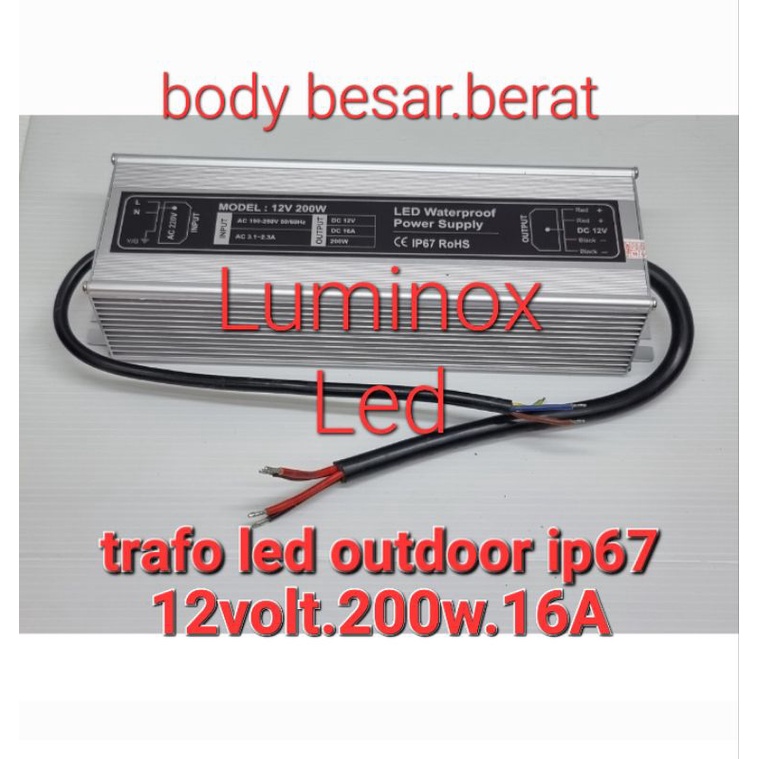 Jual trafo led outdoor 12v 200 watt 200w / driver led waterproof 12volt ...
