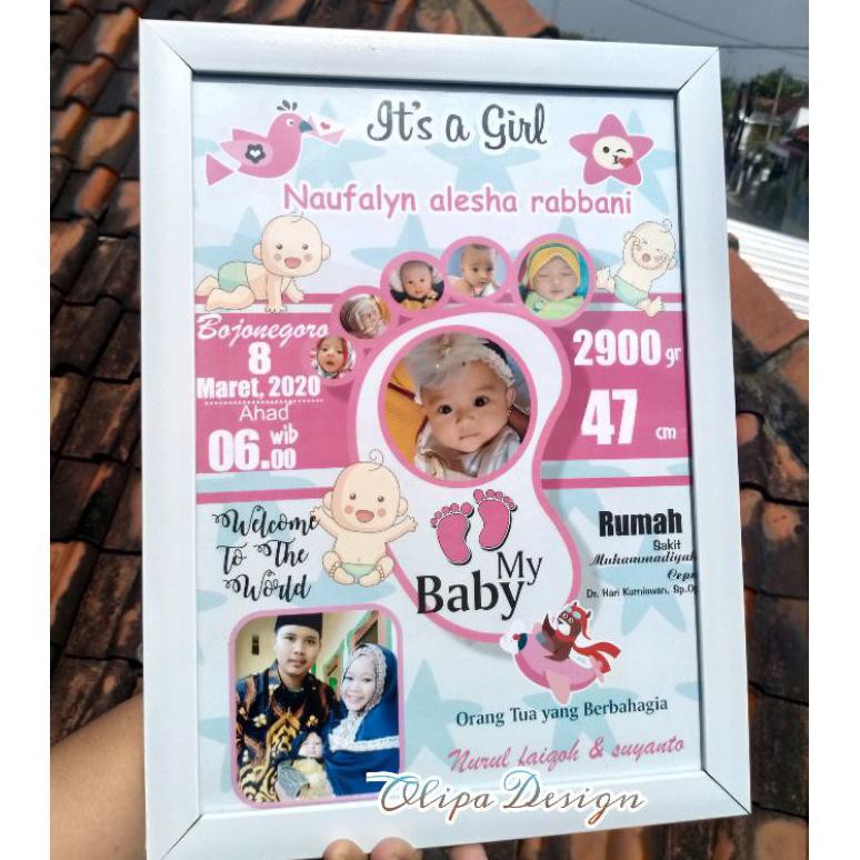 Jual ( BISA COD ) (DENGAN BINGKAI KACA) 10r/10rs dan biodata bayi ...