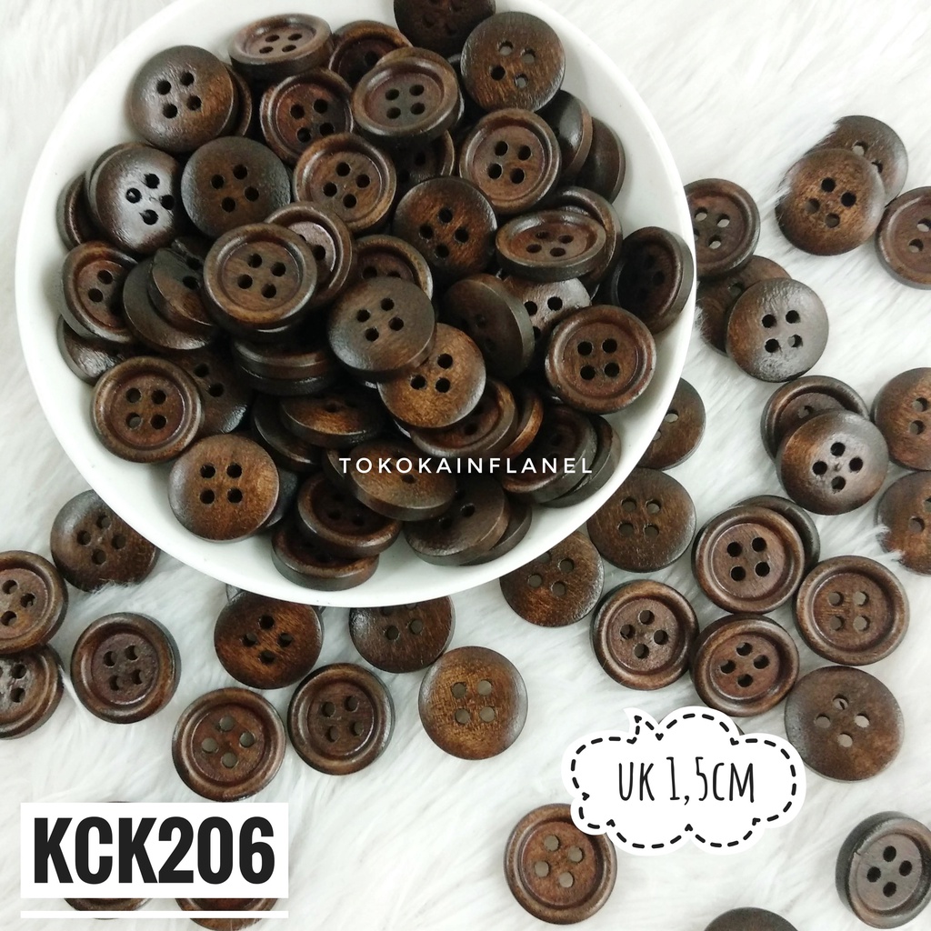 Jual Kancing Kayu Polos Coklat Tua 15mm (1 Bks isi 12) KCK206 | Shopee ...