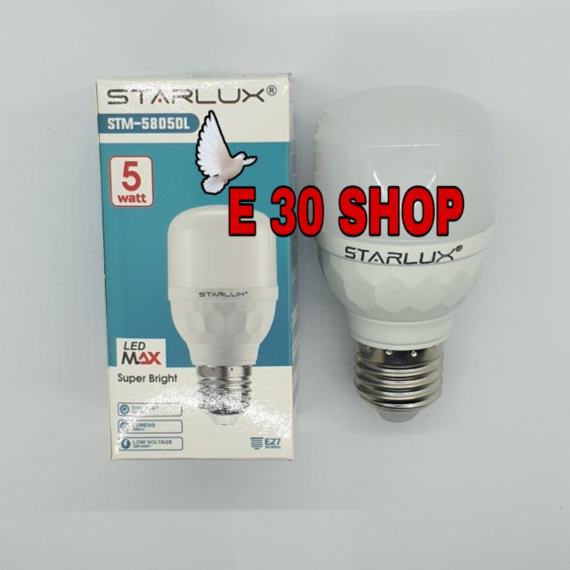 Jual Lampu Bohlam Starlux Led MAX Super Bright 5 watt SNI Cahaya Putih ...