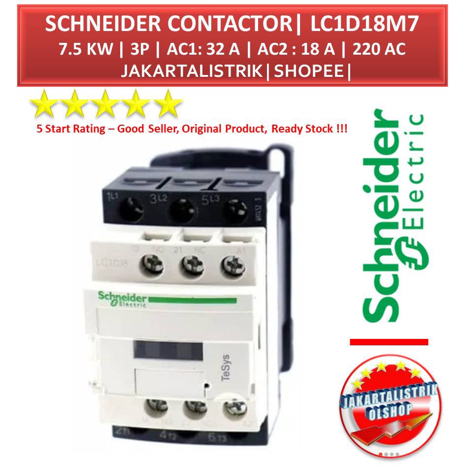 Jual KONTAKTOR CONTACTOR LC1D18 SCHNEIDER 220V 220 V 110V 110 V 380V ...