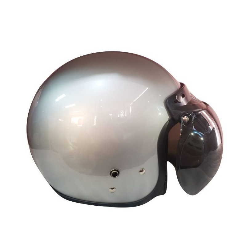 Jual Helm Bogo Retro IOZ ANT Silver Gloss + Kaca Helm | Shopee Indonesia