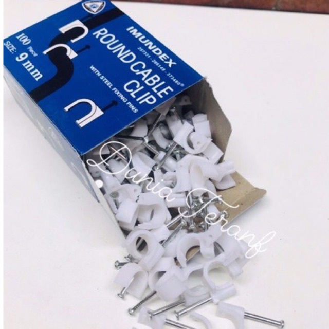 Jual 100bj Klem Kabel IMUNDEX 9 mm lengkap paku beton - Round Cable ...
