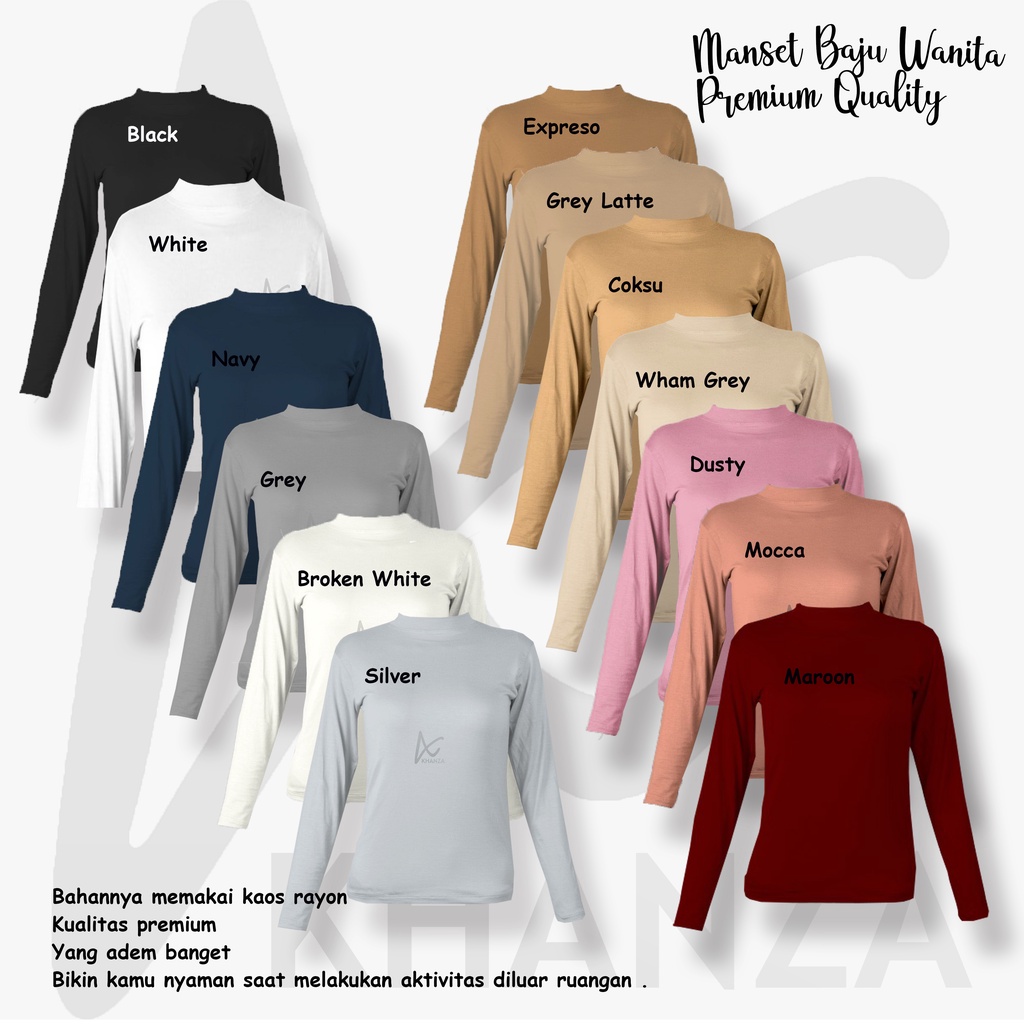 Jual Baju Manset Premium Basic Rayon Turtle neck, Rayon Premium, kaos ...