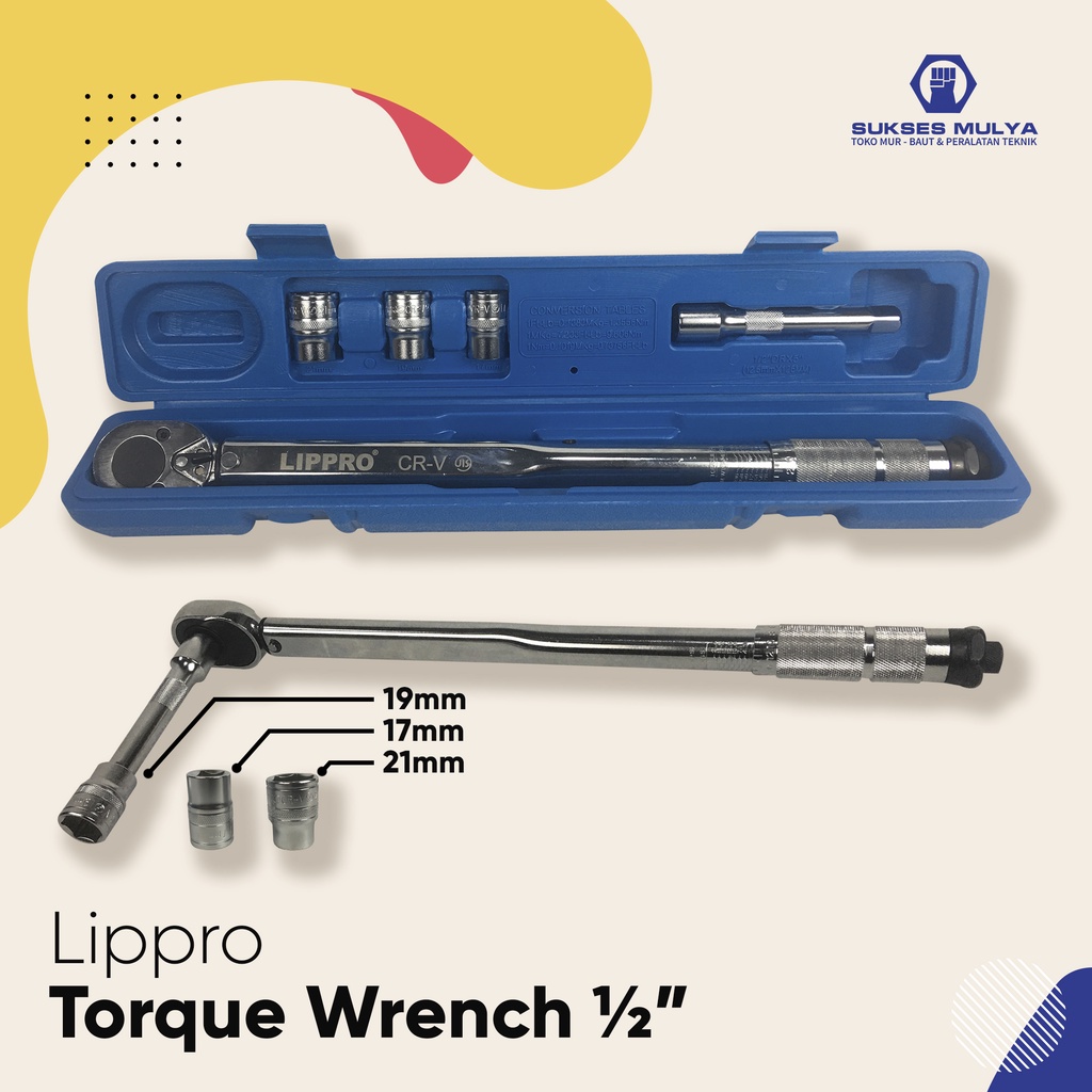 Jual LIPPRO Torque Wrench 1/2" Kunci Torsi 28 - 210 NM Gagang Kunci Set | Shopee Indonesia