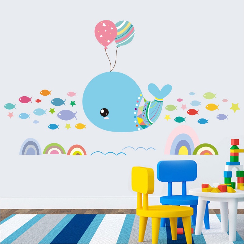 Jual Reliza Wall Sticker Ikan Paus Ballon Blue Fish Stiker Dinding ...
